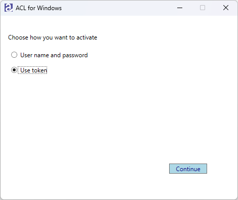 ACL for Windows - Activation with Analytics Token