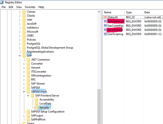 Setting SAPGUI Security settings at a machine level