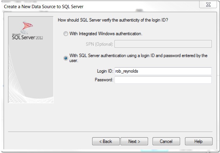 How to change the authentication mode for a SQL Server DSN