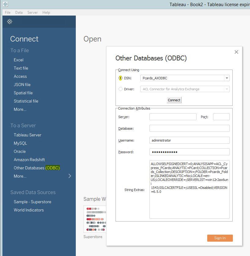 How to connect AX results to Tableau (using ACL Connector for Analytics ...